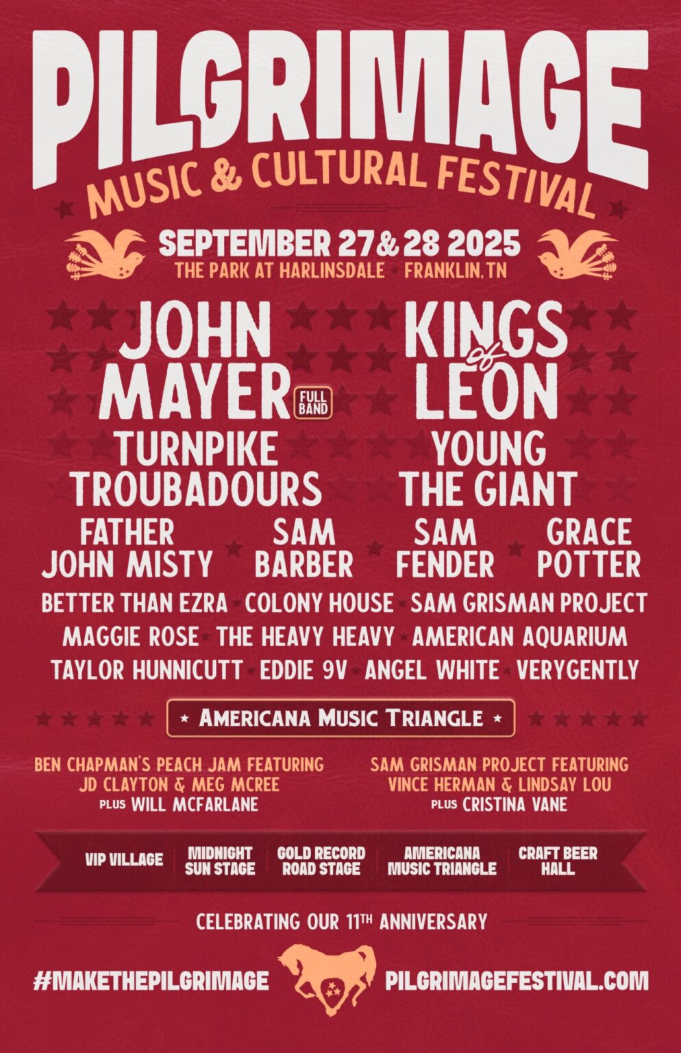 Pilgrimage Festival Announce 2025 Lineup Feat. John Mayer, Kings Of Leon, Turnpike Troubadours ...