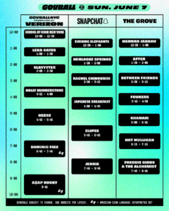 Governors Ball 2026 Release Daily Schedules - First 3 Only